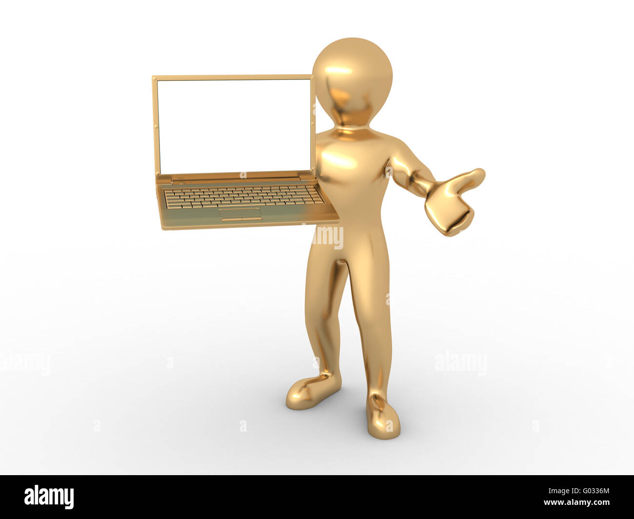 Man with laptop on white isolated background Stock Photo - Alamy