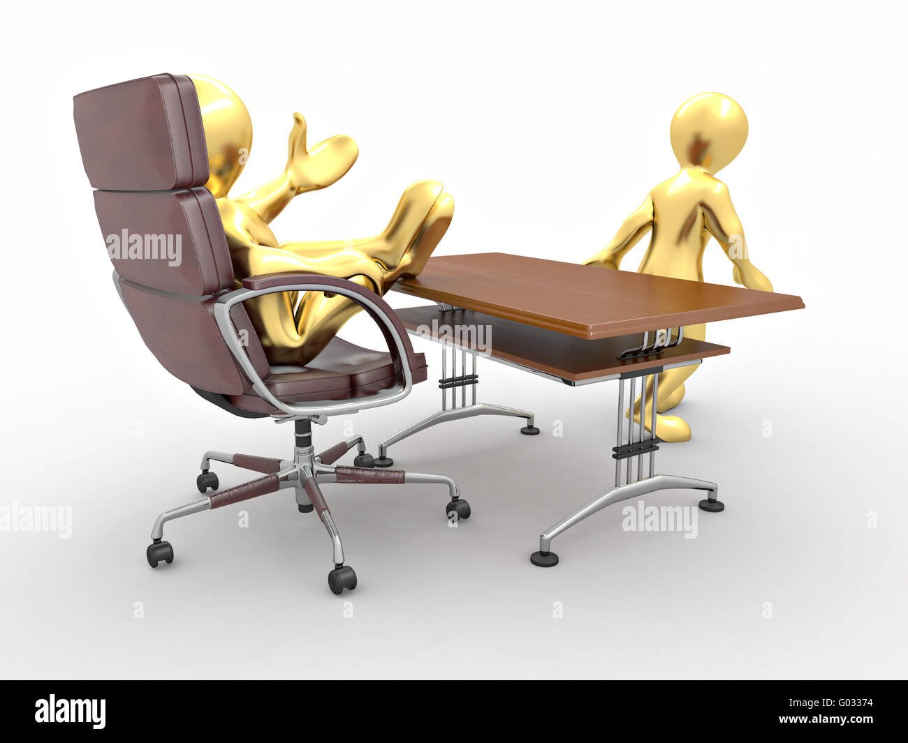 Boss fires employee on white isolated background. 3d Stock Photo - Alamy