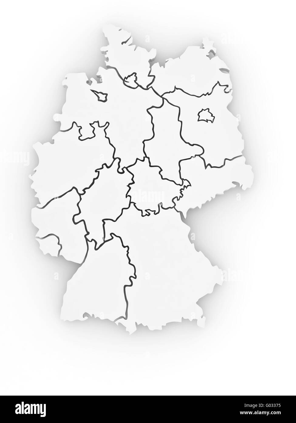 Three-dimensional map of Germany on white isolated background. 3d Stock ...