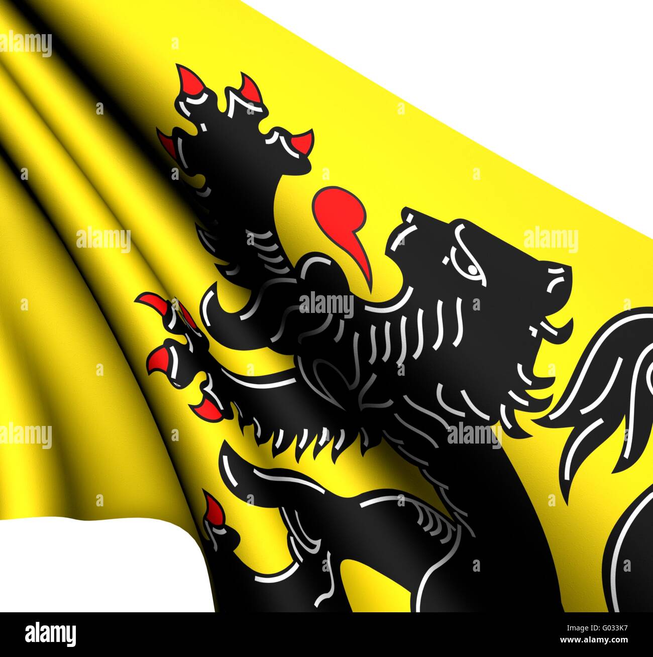 Flag of Flanders against white background. Close up Stock Photo - Alamy