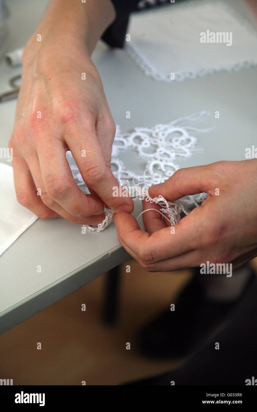 Process of lace-making Stock Photo - Alamy