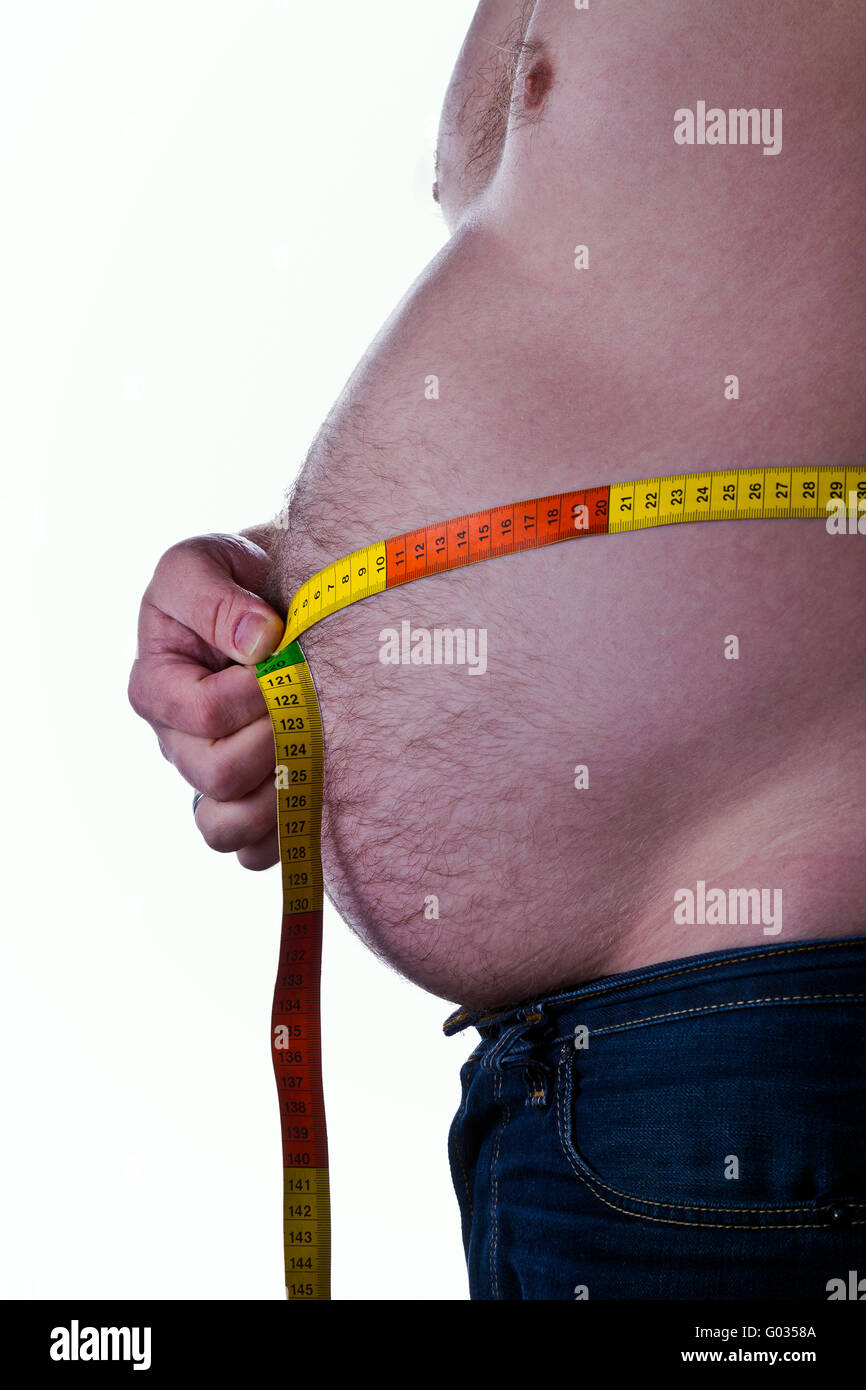 Fat man big belly tape hi-res stock photography and images - Alamy