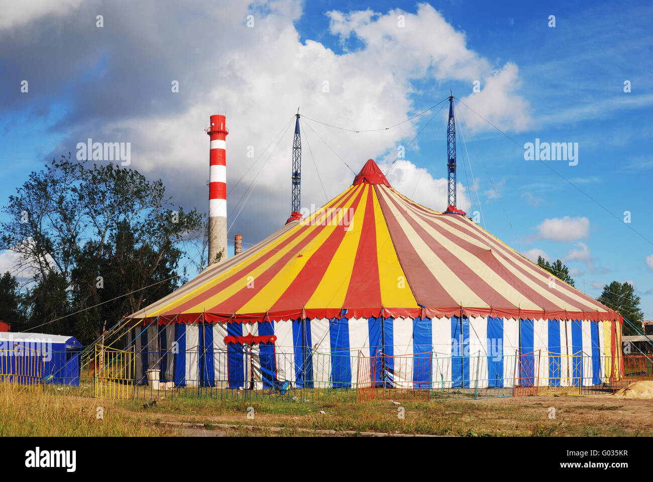 striped circus tent Stock Photo - Alamy