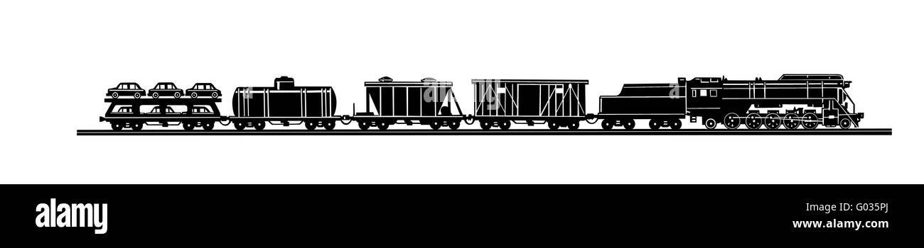 vector silhouette of the old train on white background Stock Photo - Alamy