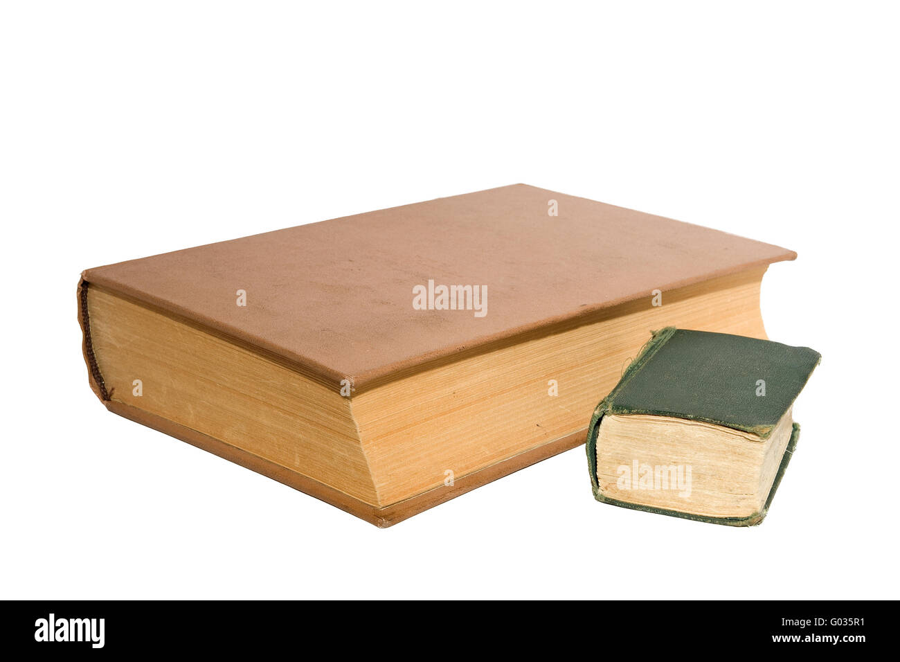 Two books, big and small, isolated over white Stock Photo - Alamy