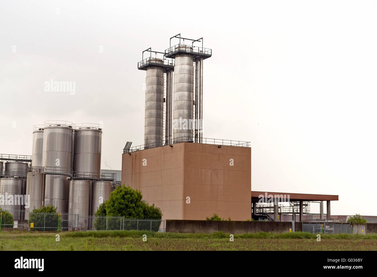 Modern Industry dairy complex with silos on white background Stock ...