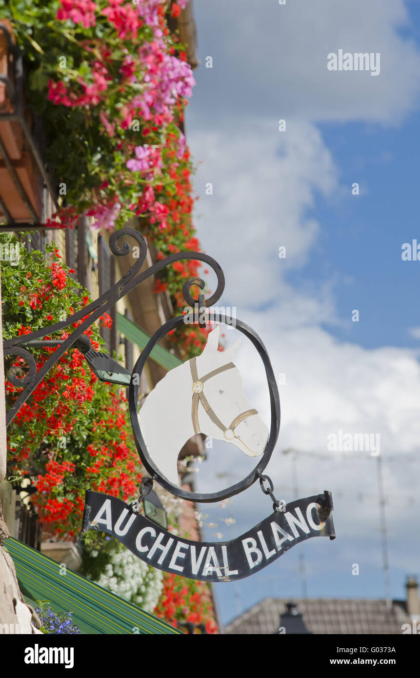 Sign Au Cheval Blanc Stock Photo - Alamy