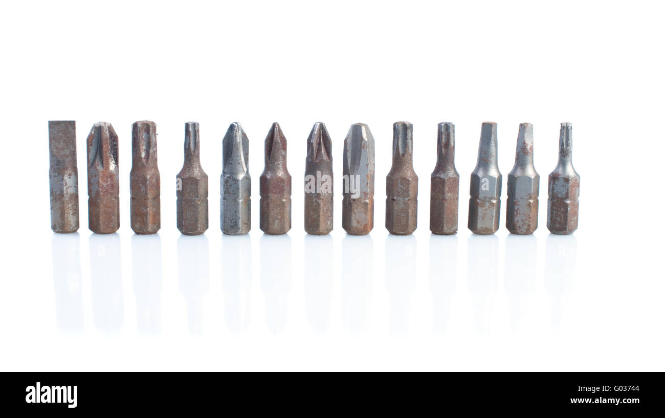 Screwdriver set on white background Stock Photo - Alamy