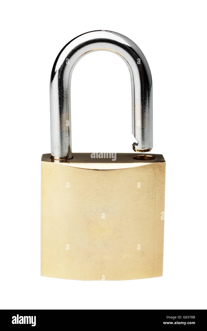 Brass unlocked padlock isolated on white with clipping path Stock Photo ...