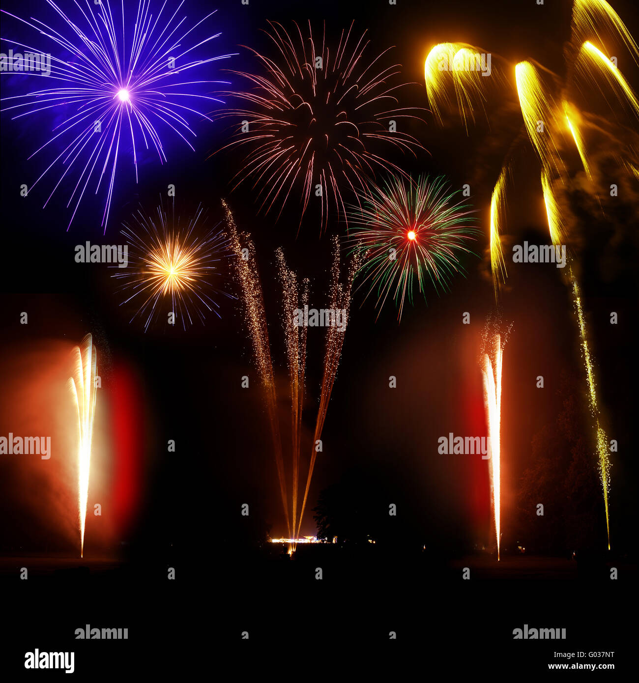 Real firework by night Stock Photo - Alamy