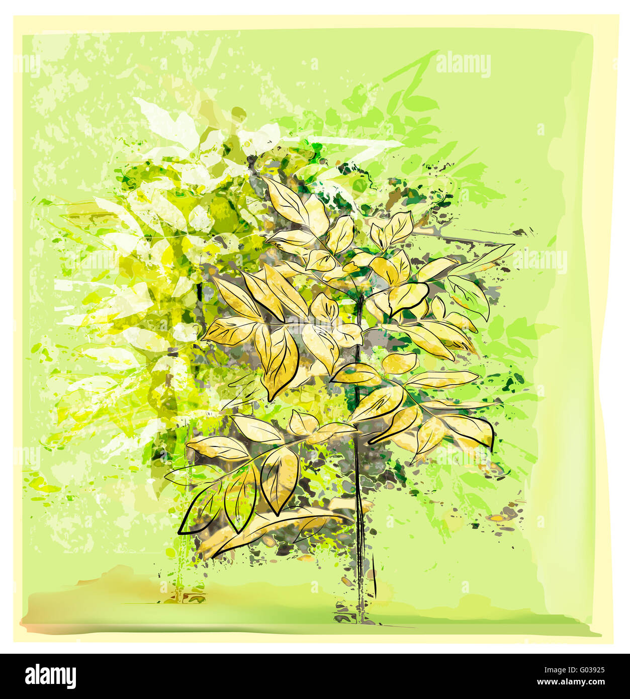 abstract green natural background with young tree Stock Photo - Alamy
