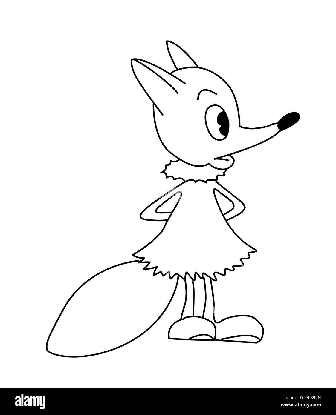 drawing of the small fox on white background Stock Photo - Alamy