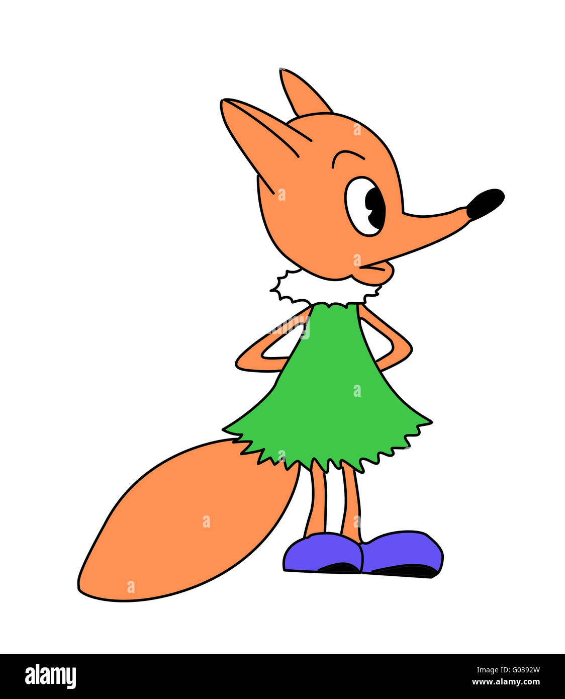 drawing of the small fox on white background Stock Photo - Alamy