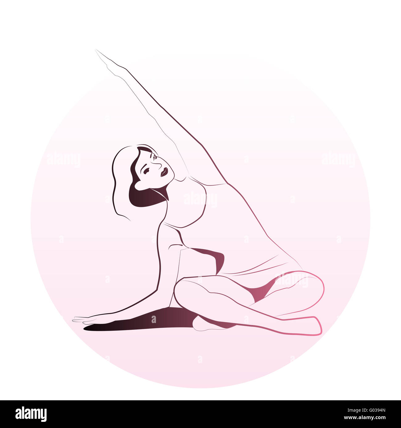 outline illustration of girl doing stretching exercise Stock Photo - Alamy