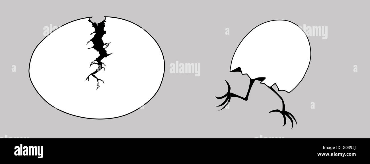 vector silhouette egg with rift on gray background Stock Photo - Alamy