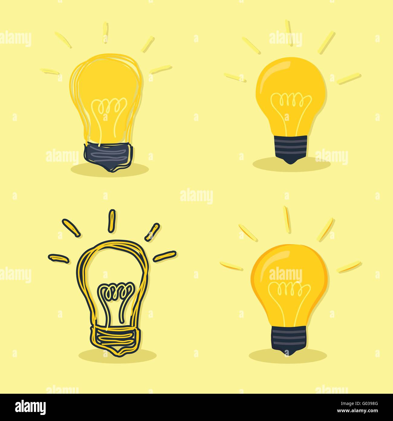 Idea Lamp Set in Yellow Background Stock Vector Image & Art - Alamy