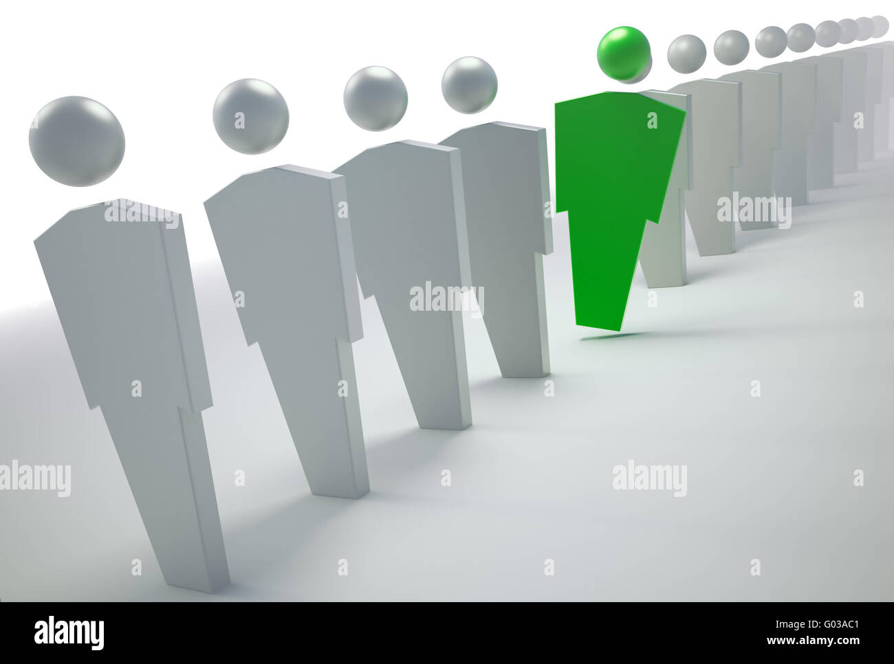 3D people symbols - green unique character in a line Stock Photo - Alamy