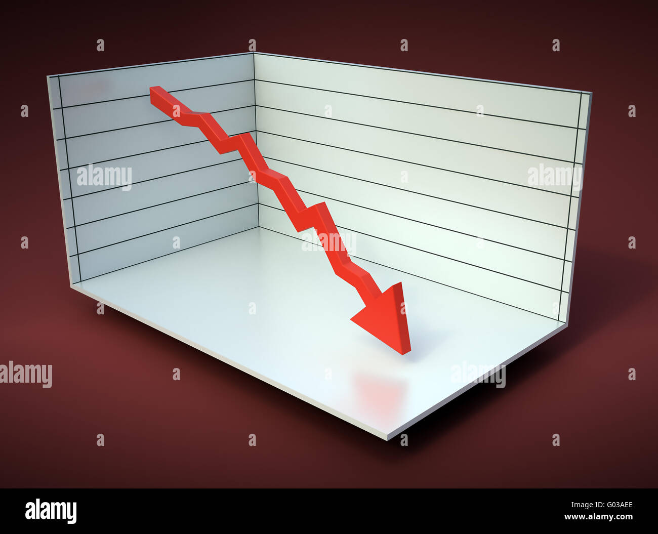 Chart with red arrow declining 3D graph illustration Stock Photo - Alamy