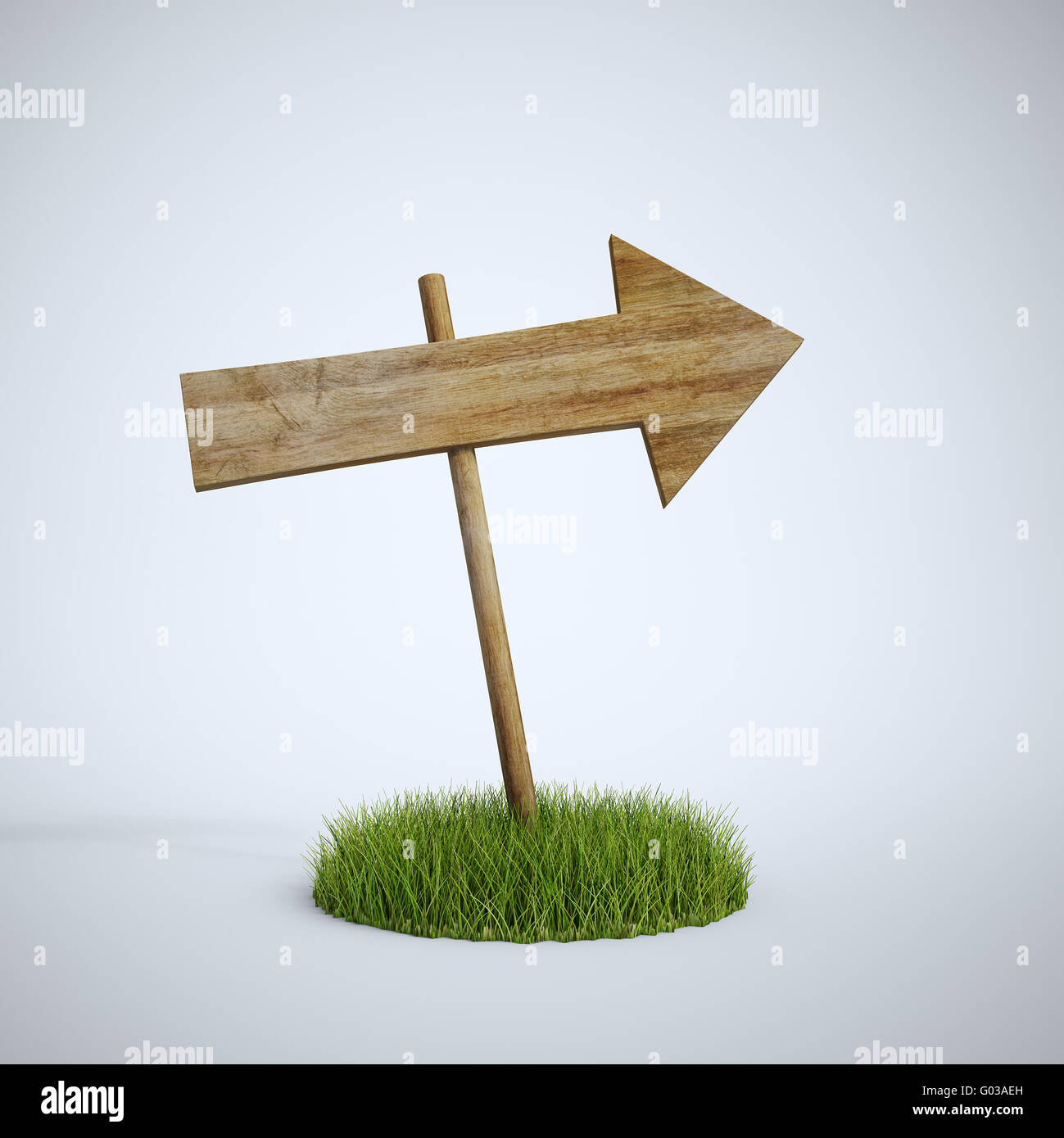 An empty arrow sign made out of wood on a patch of grass Stock Photo ...
