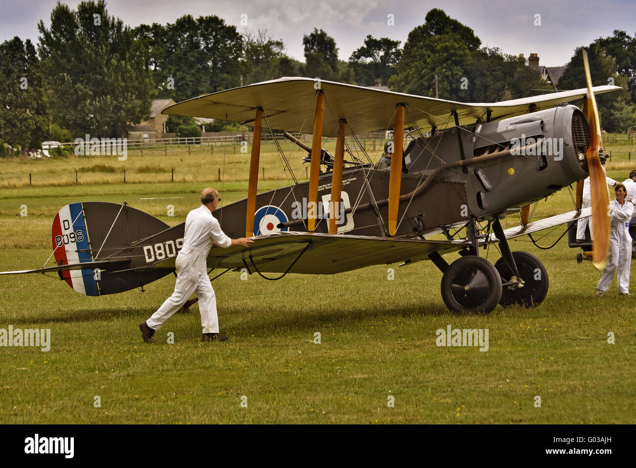 UK Shuttleworth Preparing A Bristol F2B For Flight Stock Photo - Alamy