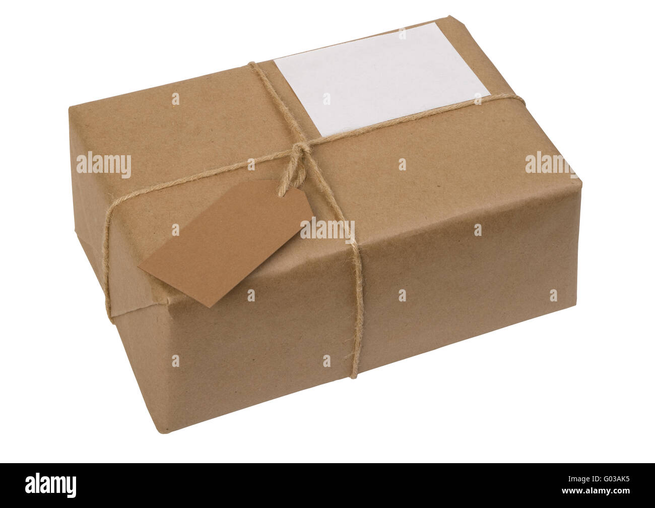 brown paper package tied with string and label Stock Photo - Alamy