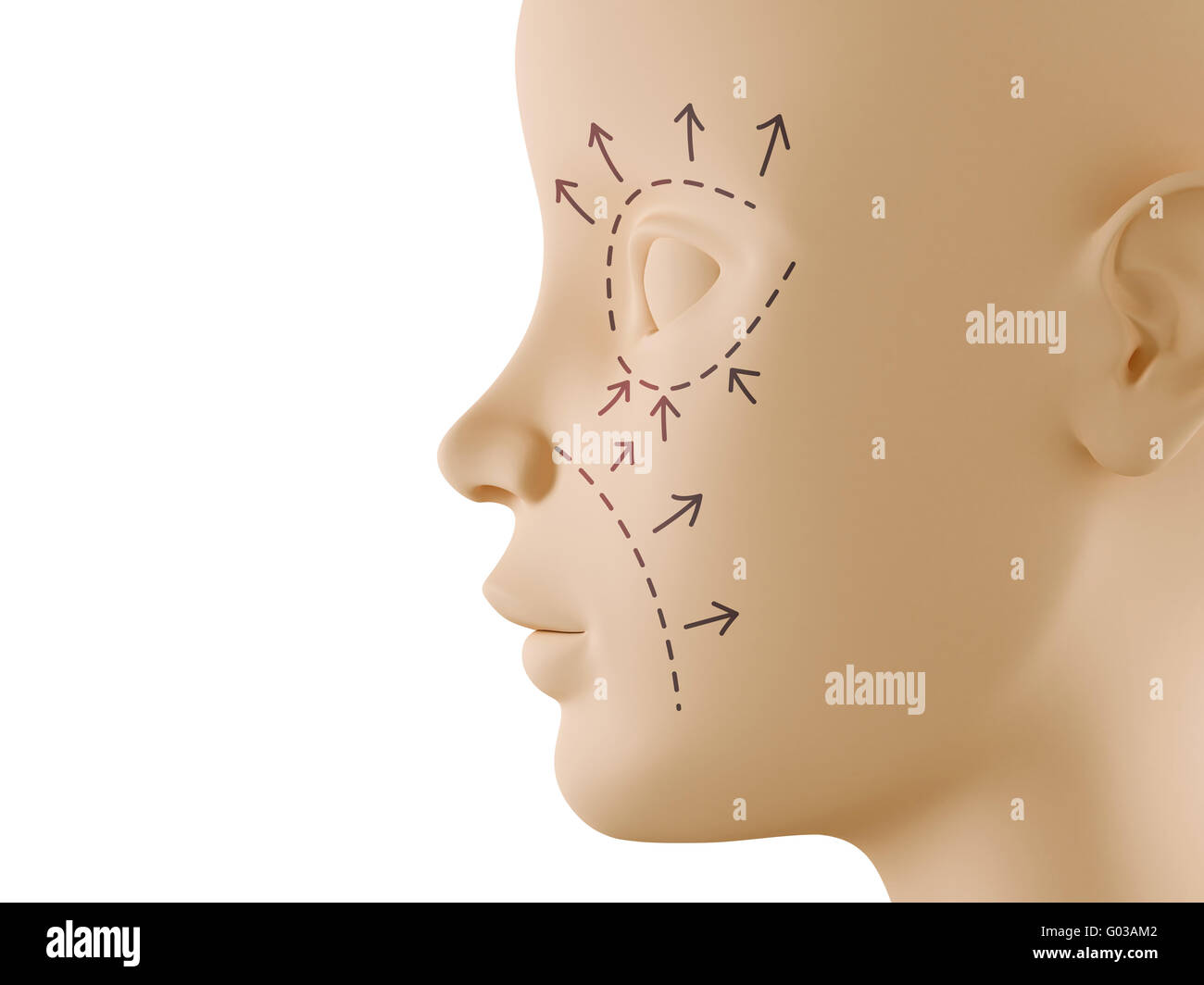 Neutral face profile with aesthetic surgery sign Stock Photo - Alamy