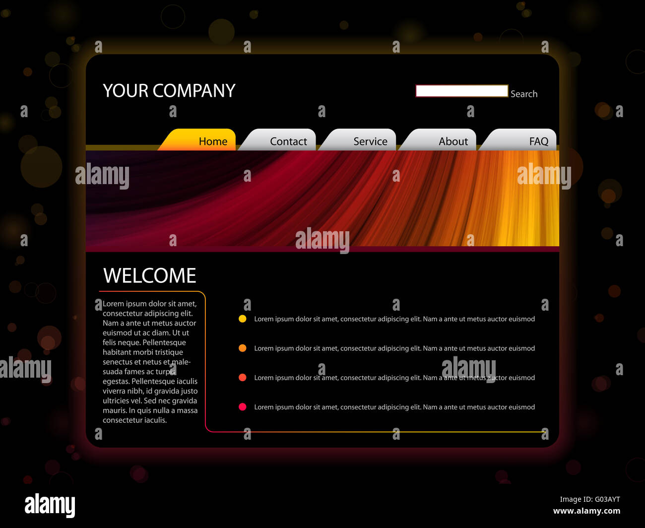 Website Layout Template in Red and Yellow Colors Stock Photo - Alamy