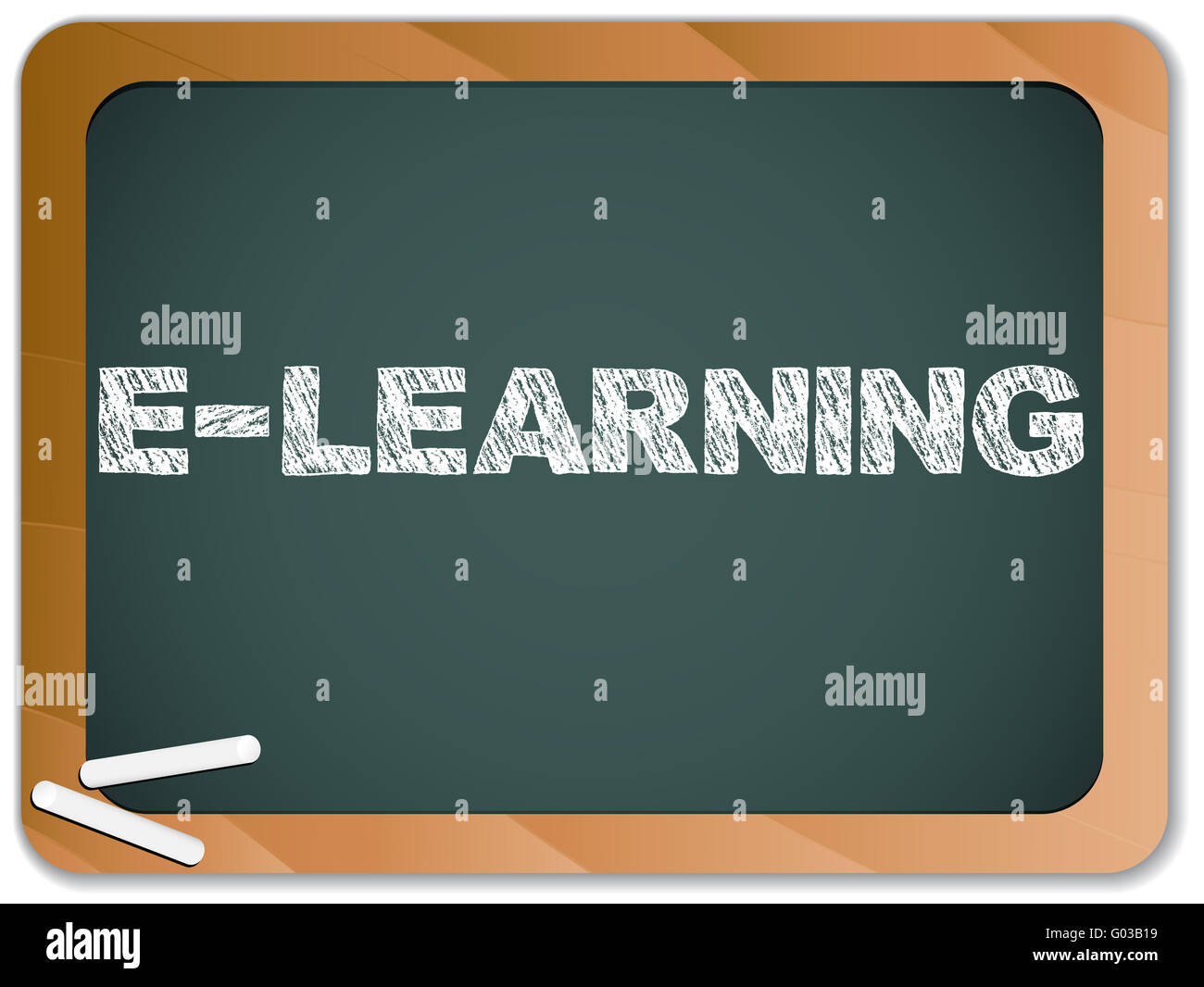 Blackboard with E-learning Message written with Chalk Stock Photo - Alamy