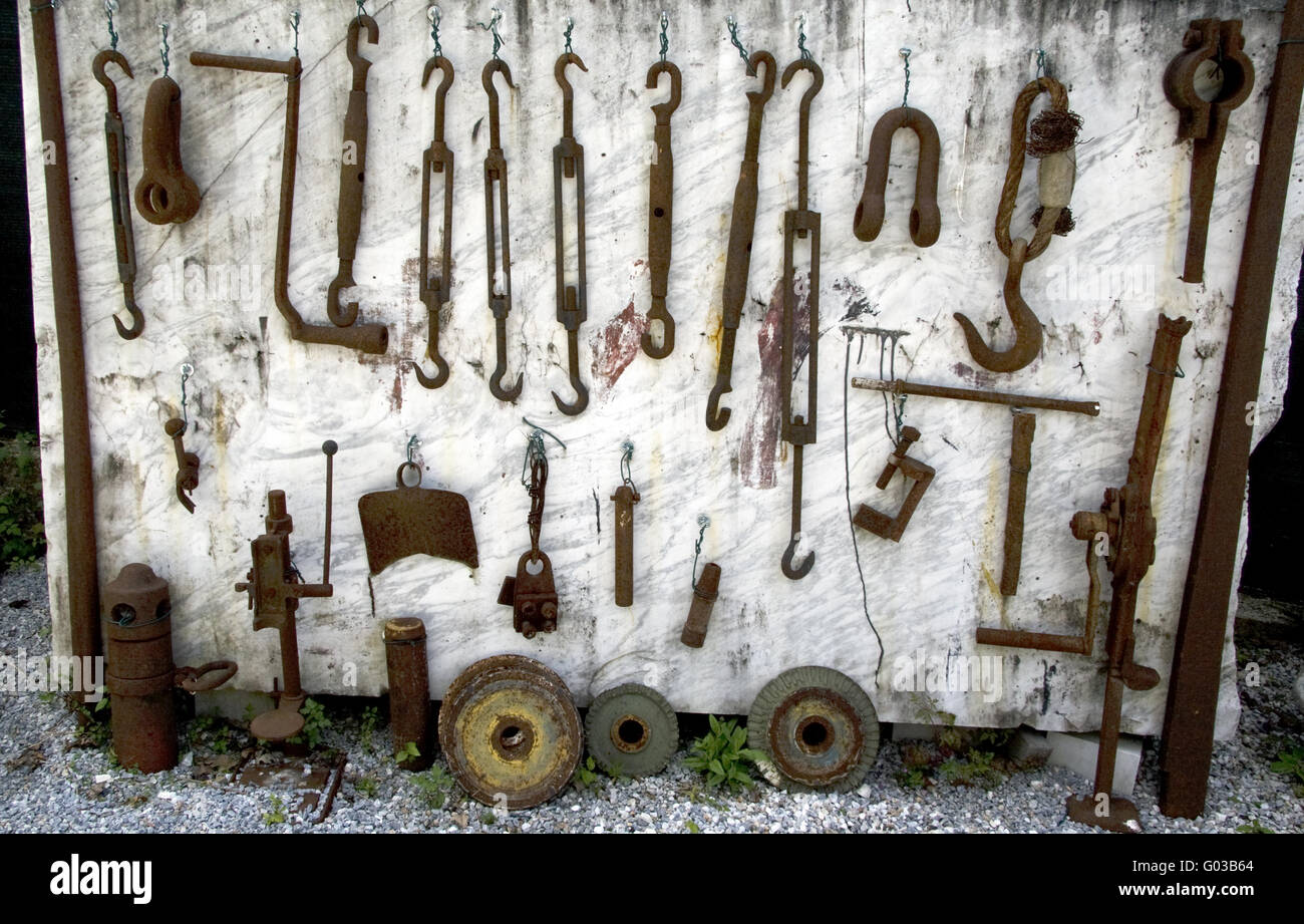 Marble tool kit, Carrara, Tuscany, Italy Stock Photo - Alamy
