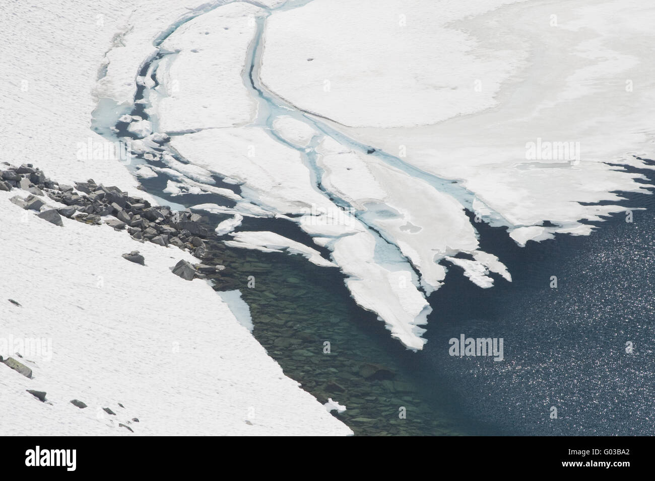 Slope of a mountain covered with melting ice Stock Photo - Alamy