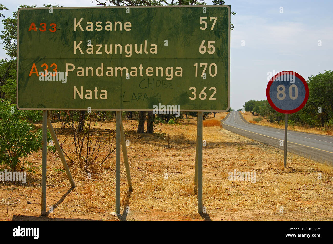 Botswana road signs hi-res stock photography and images - Alamy