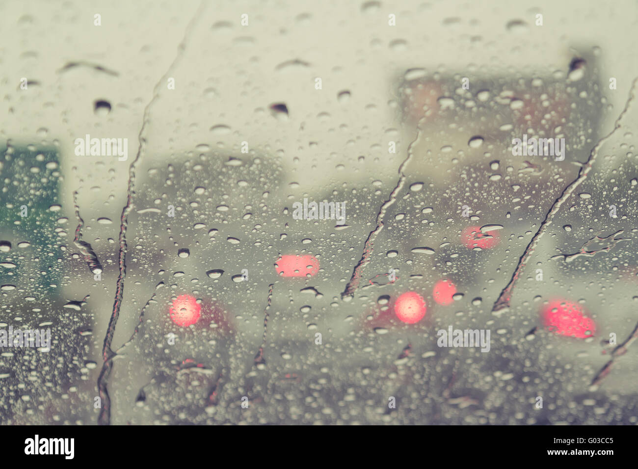 Rain drops on windshield car,Vintage Effect Stock Photo - Alamy