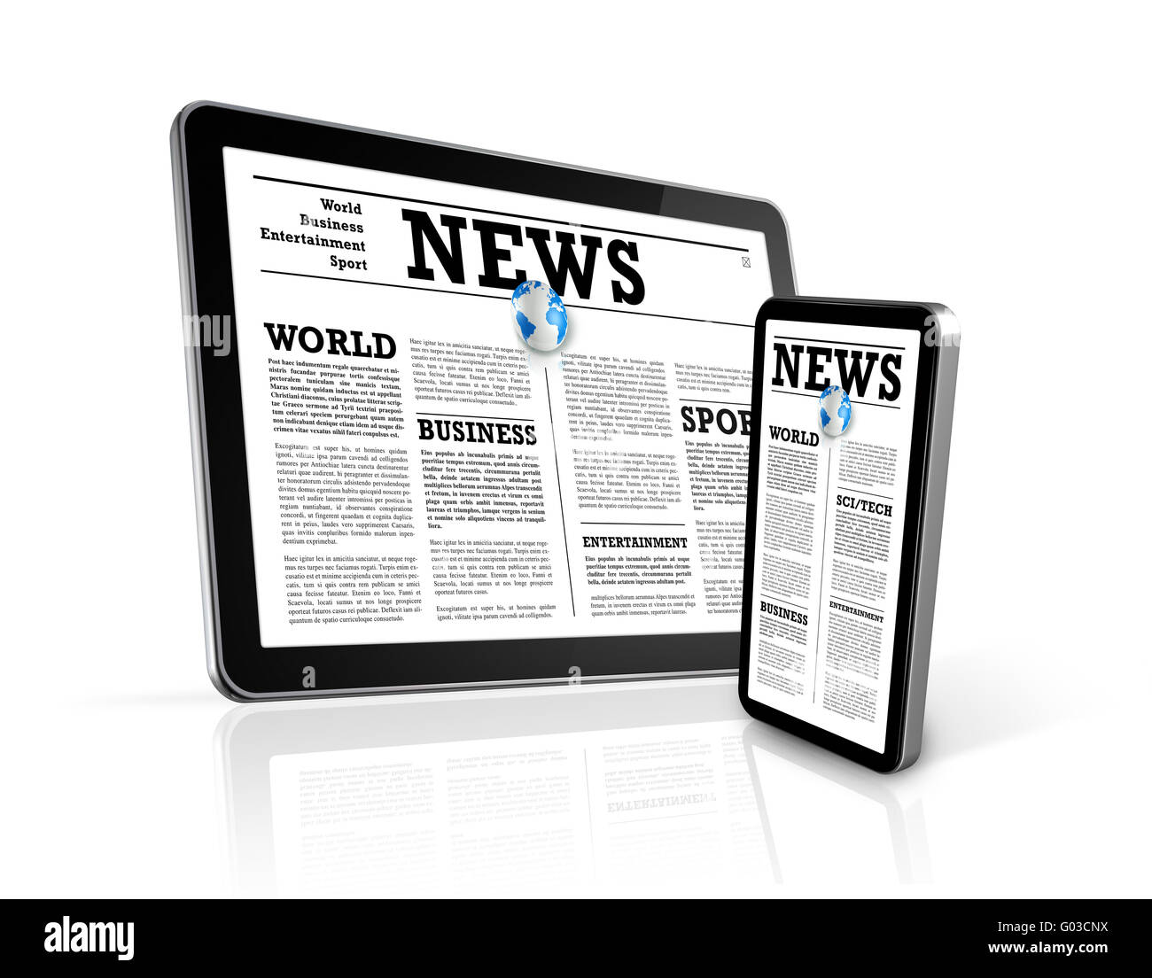 Digital newspaper tablet Cut Out Stock Images & Pictures - Alamy