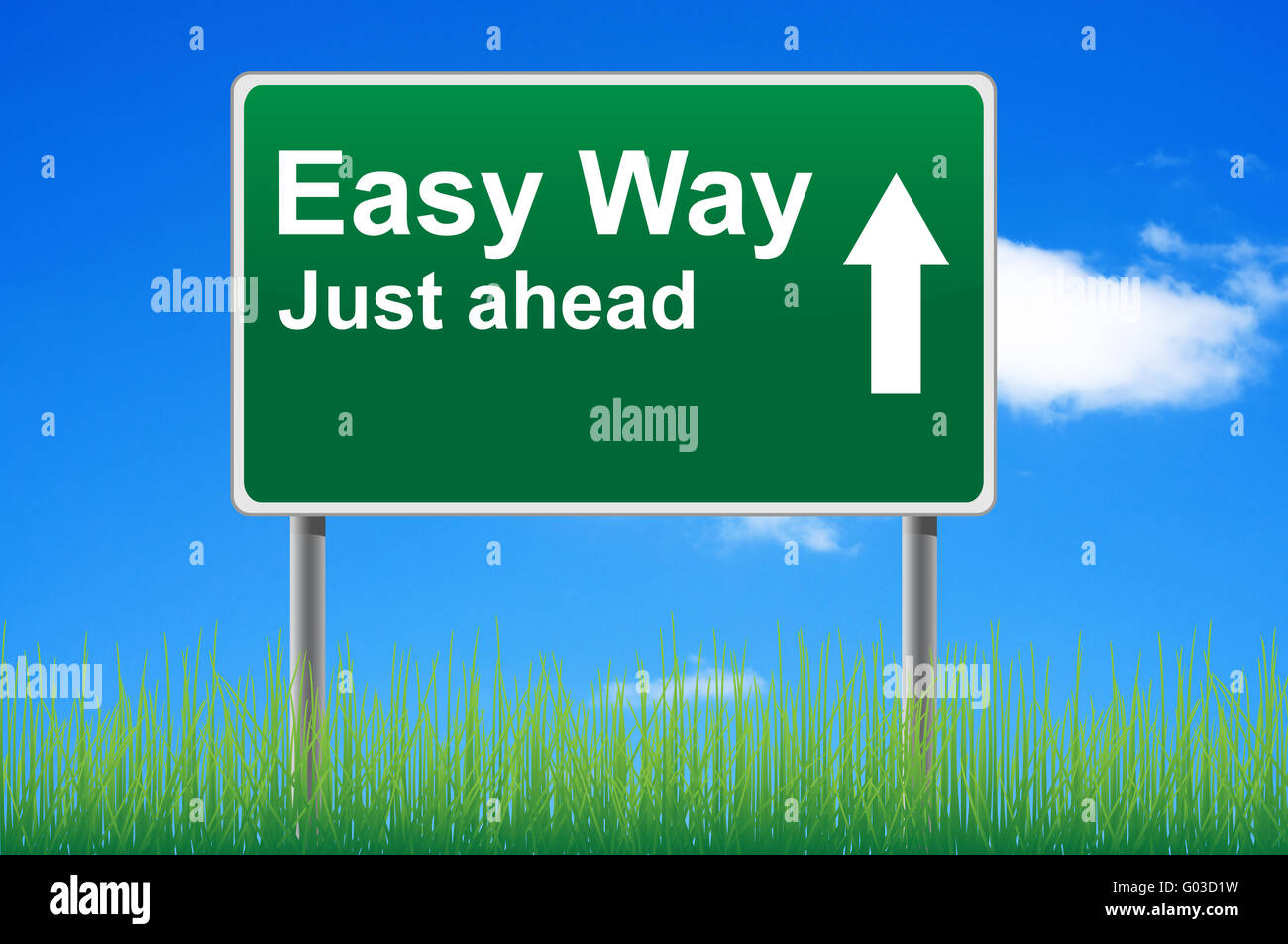 Easy way, concept road sign on sky background Stock Photo - Alamy