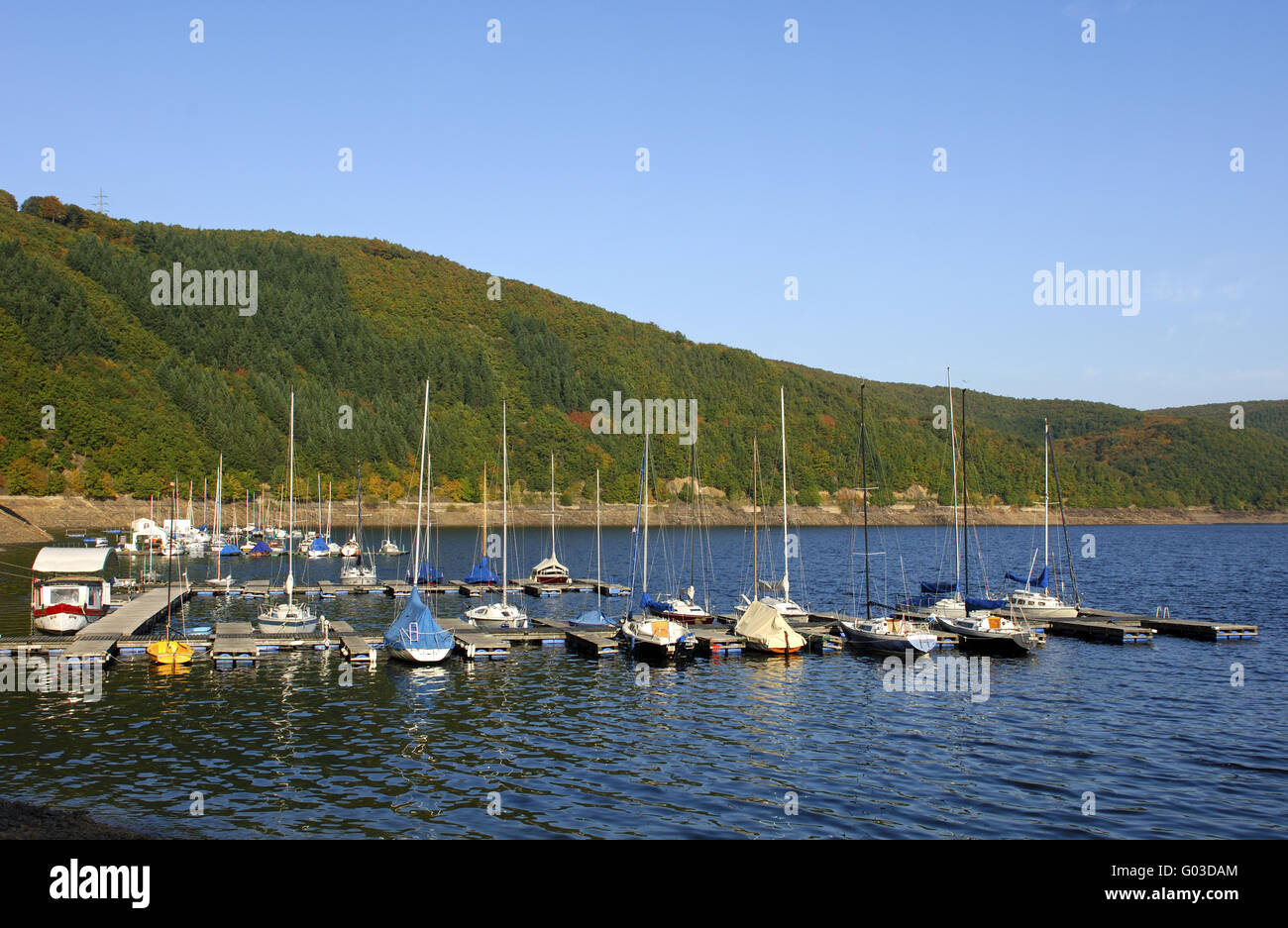 Landing stage at lake Rursee near Heimbach, Eifel Stock Photo - Alamy