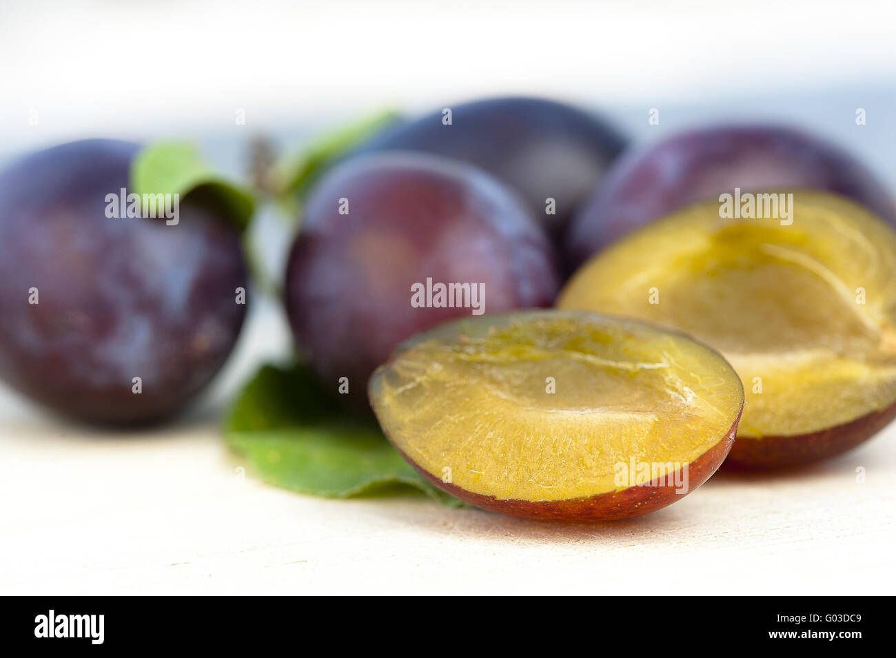 Close-Up of sliced Plum Stock Photo - Alamy