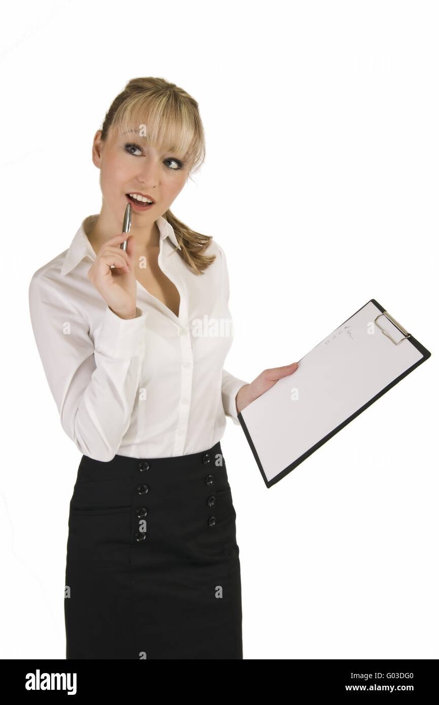 Woman make a checklist Stock Photo - Alamy