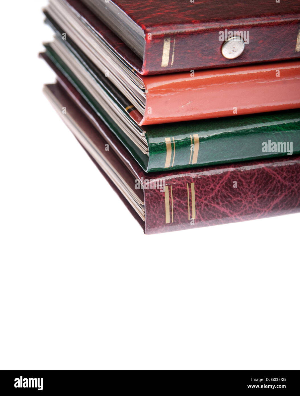 pile of antique photo albums isolated on white background Stock Photo ...