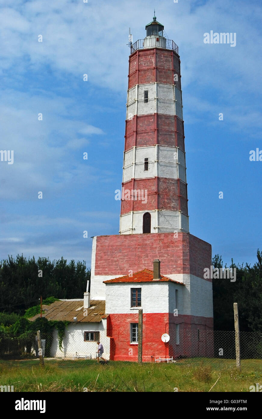 Old Black sea coastal red white lighthouse Stock Photo - Alamy