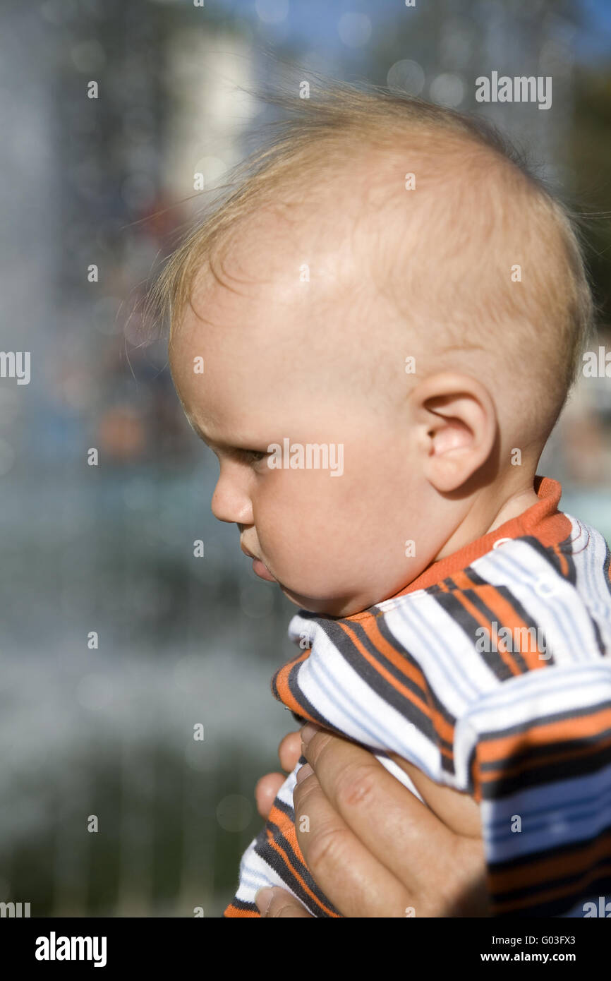child photographed in a profile thoughtfully looks Stock Photo - Alamy