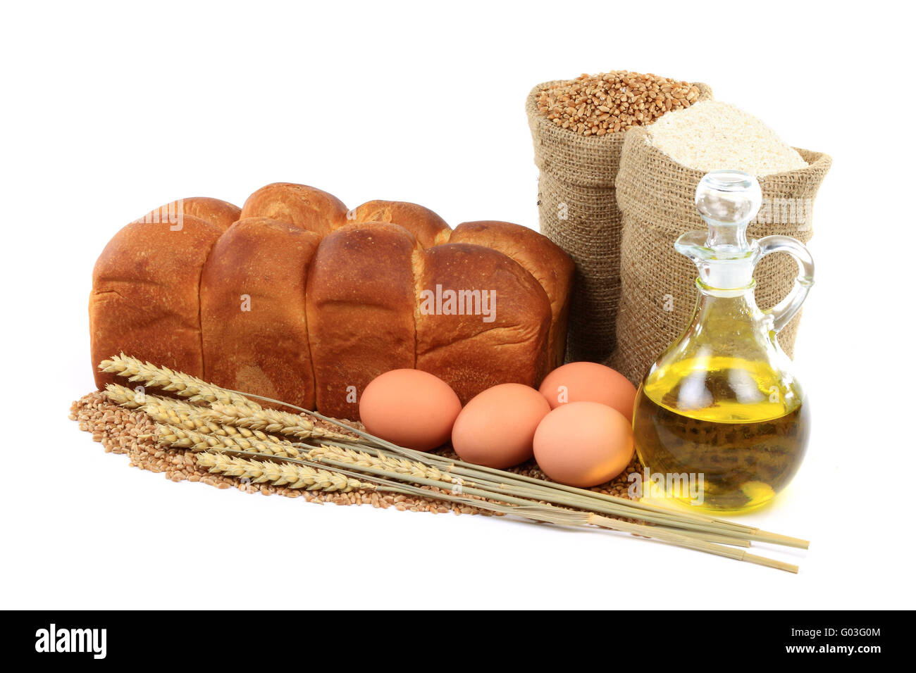 Still life picture of products (Hard Wheat Kernels Stock Photo - Alamy