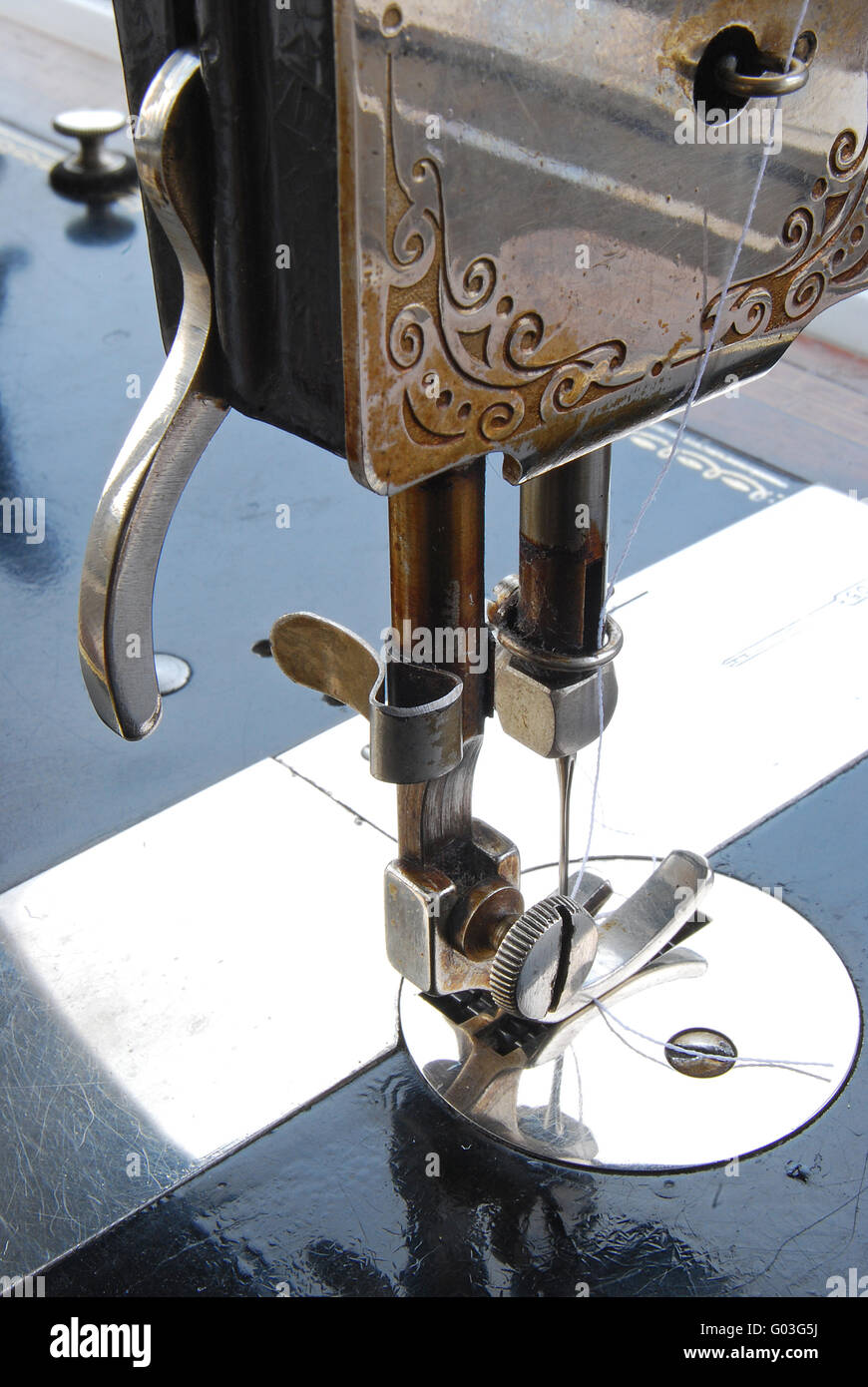Old hand sewing machine details and close-up Stock Photo - Alamy