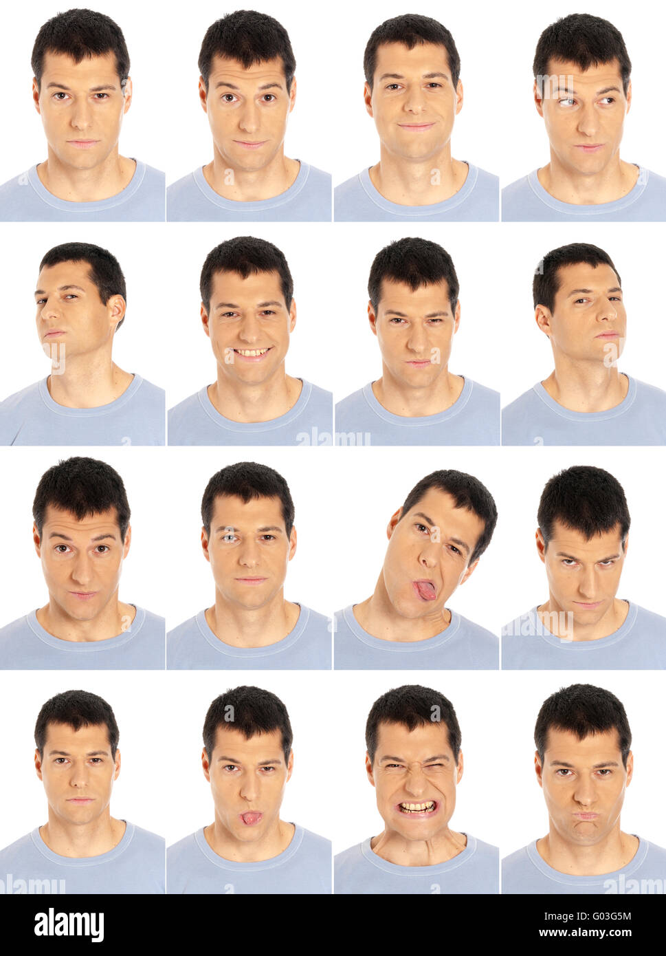 Adult man face expressions composite isolated on white background Stock ...