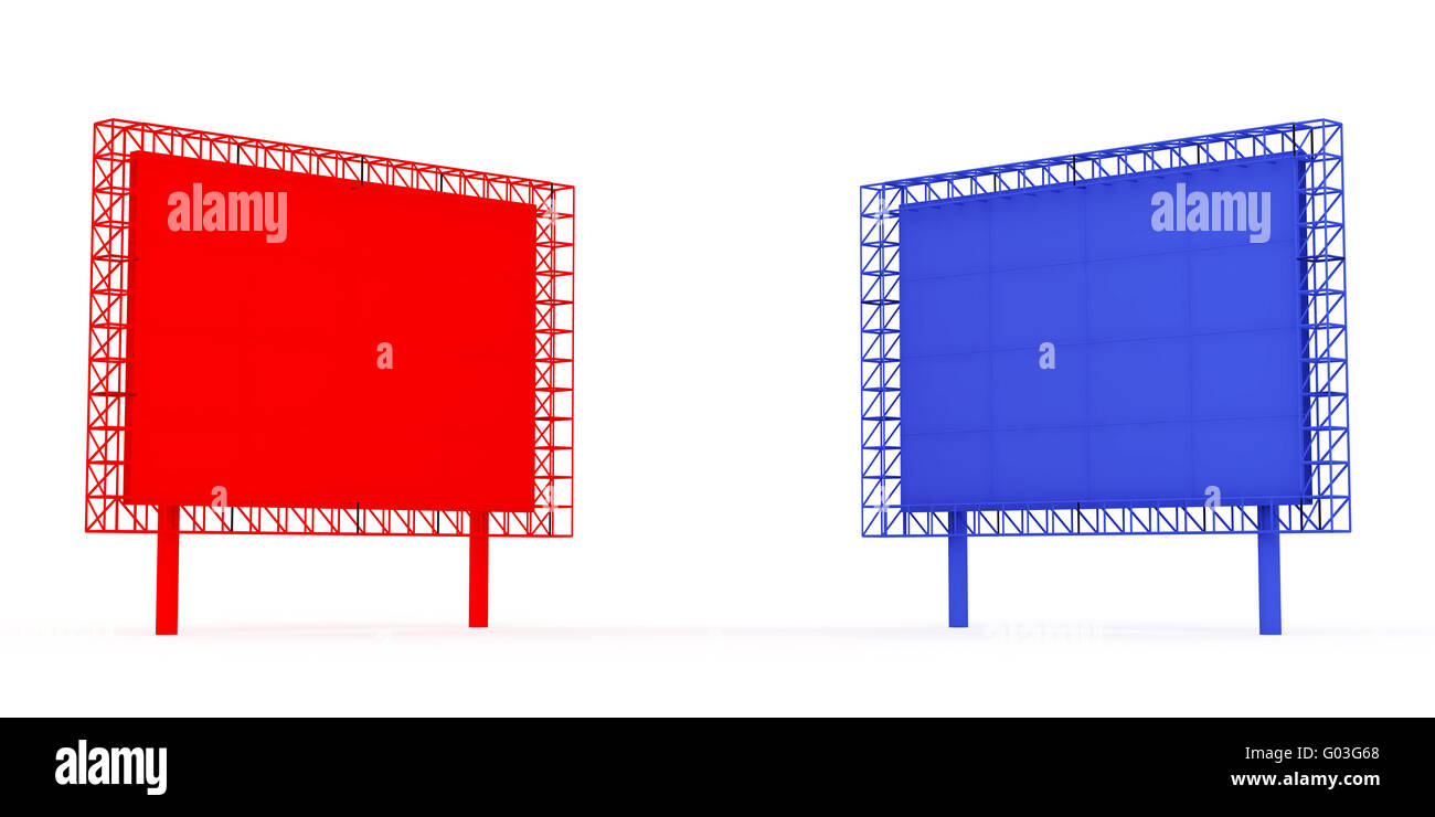 two red and blue advertising information banner Stock Photo - Alamy