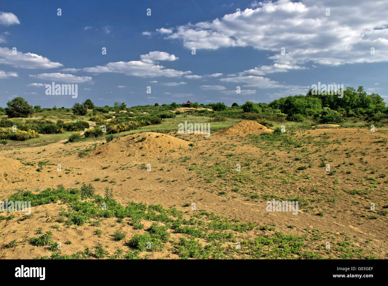 Colorful european desert landscape under blue sky Stock Photo - Alamy