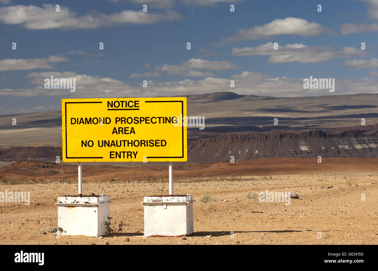 Prohibition sign at a diamond prospecting area Stock Photo - Alamy