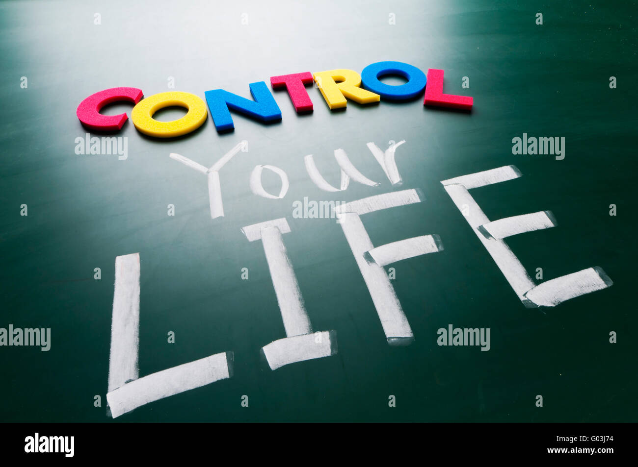 control your life, conceptual words on blackboard Stock Photo - Alamy