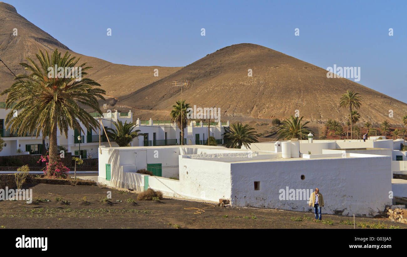 Spain Lanzaroti Yaiza View Across Volcanic Hills Stock Photo - Alamy