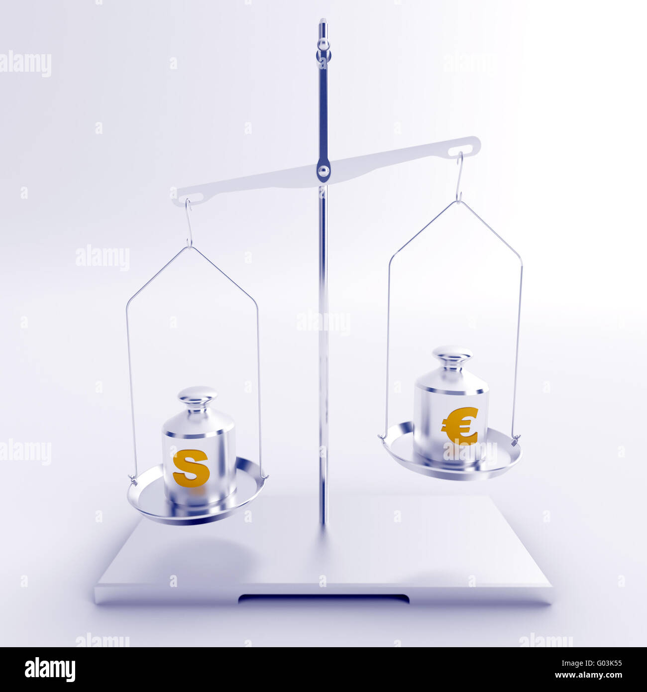 silver scales with weights with symbols of dollar Stock Photo - Alamy