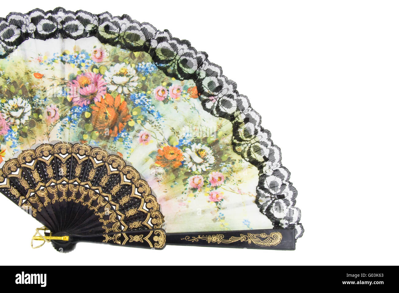 Elegant chinese fan isolated over white background Stock Photo - Alamy